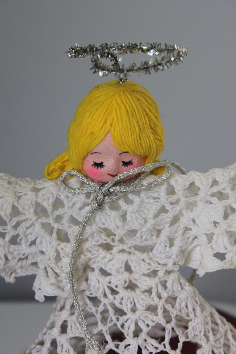 Vintage Crochet Angel Blonde Hair Lace Hand Made Angel Tree - Etsy