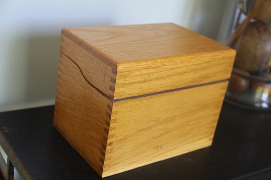 Vintage Oak Recipe Box, Vintage Solid Wood Box, 4 by 6 Cards, Great Box ...