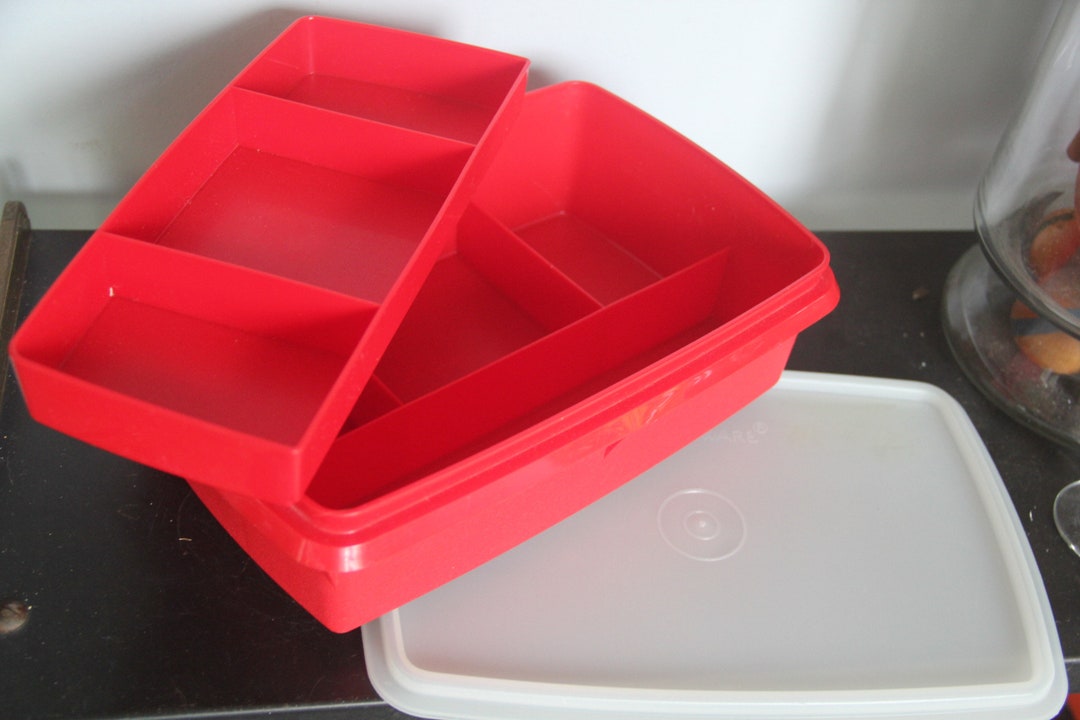 Vintage Red Tupperware 767-13 Stow-n-go Organizer, Vintage Tupperkraft ...