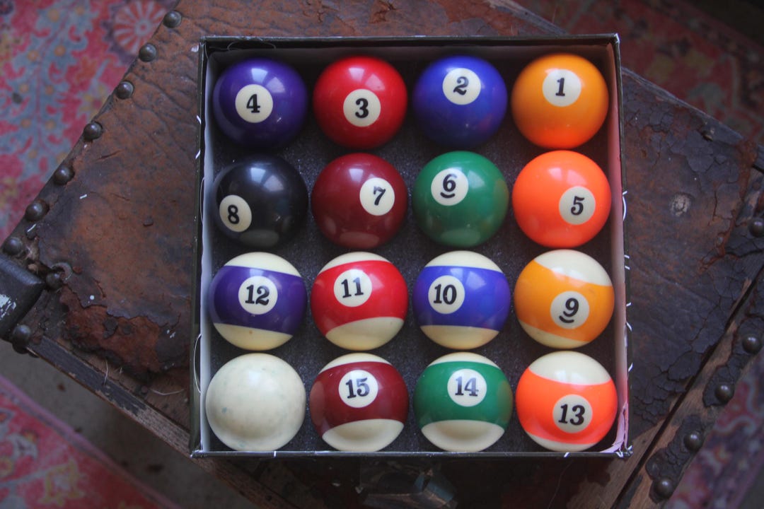 Vintage Billiard Balls IOB, Vintage Pool Balls Complete Set-complete ...