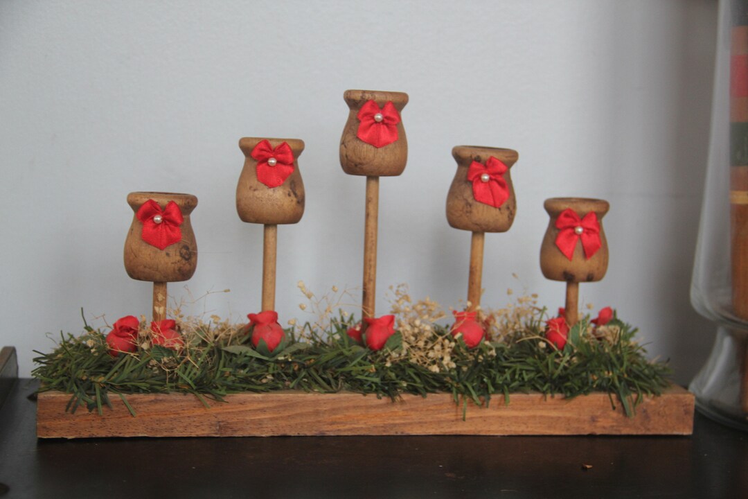 Rustic Wood Advent Wreath, Vintage Scandinavian Advent Wreath Candle ...