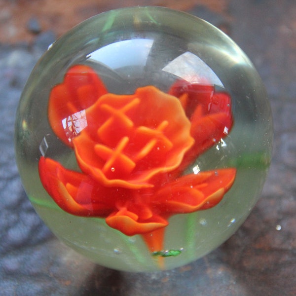 Vintage Flowers Paperweight Glass - Etsy
