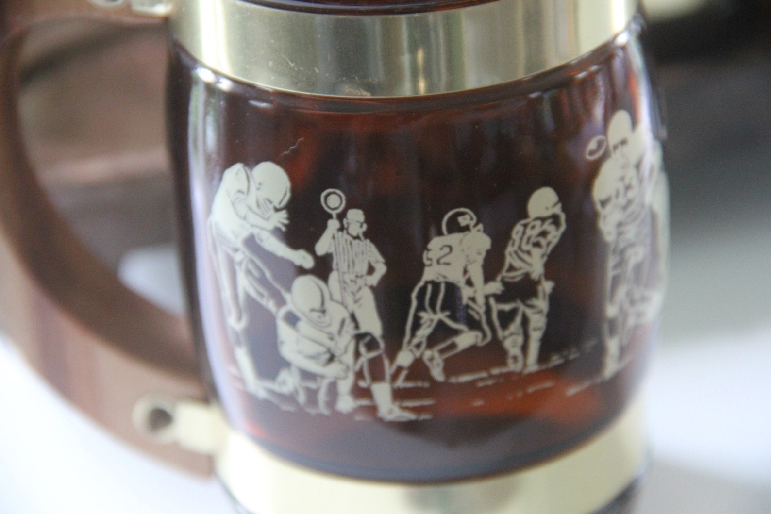 6 Vintage Siesta Ware Amber Glass Football Mug Set and Serving - Etsy