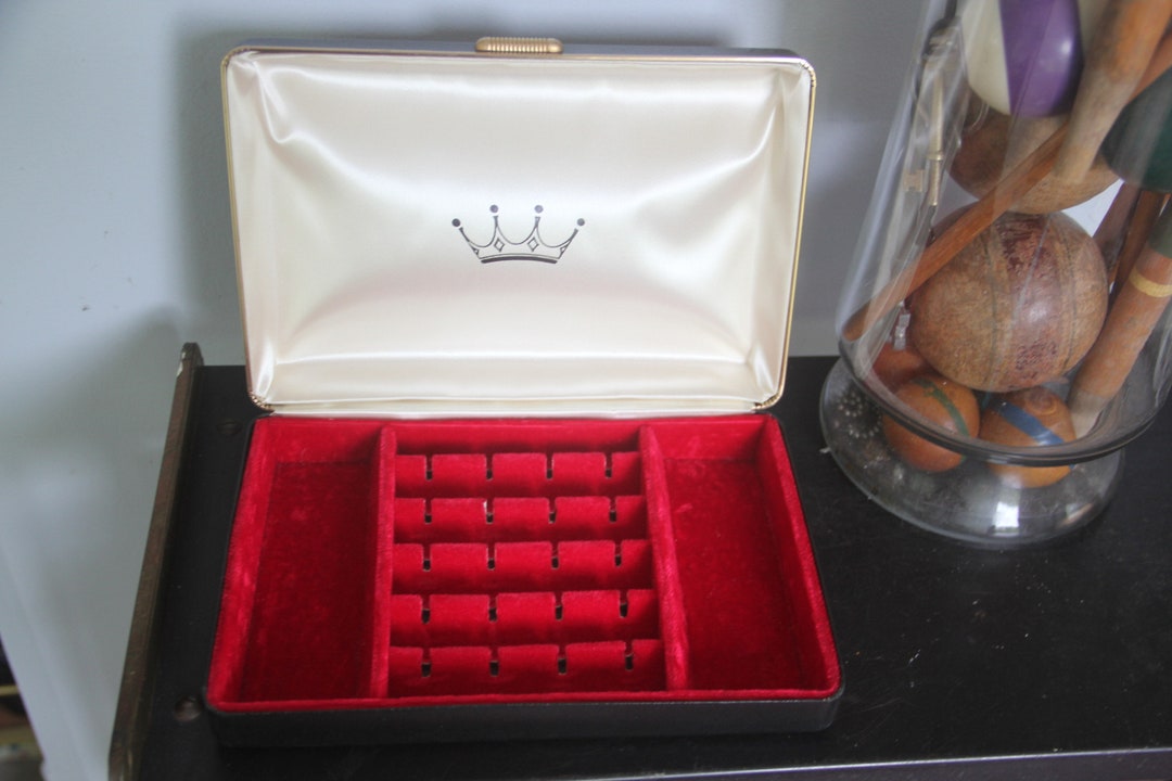 Mens Black Vintage Knight/crown Jewelry Box, Mohair Dresser Caddy, Mens ...