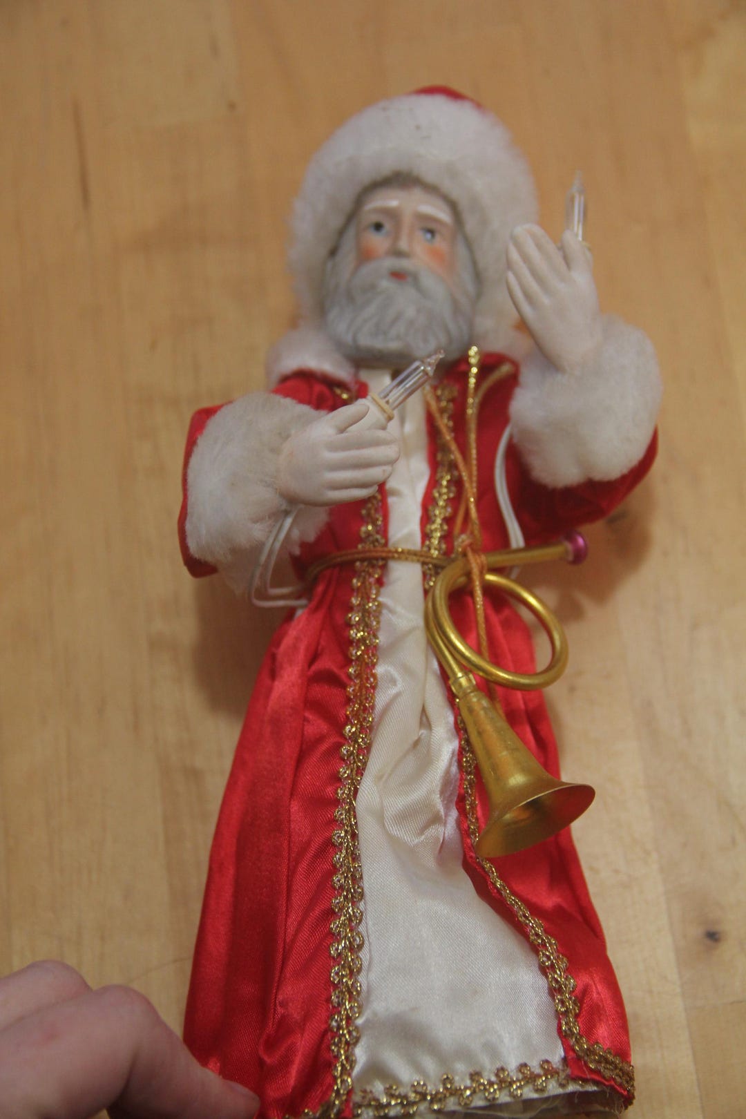 Vintage 1970s SEARS Hand Painted Santa Claus Electric Tree Topper IOB ...