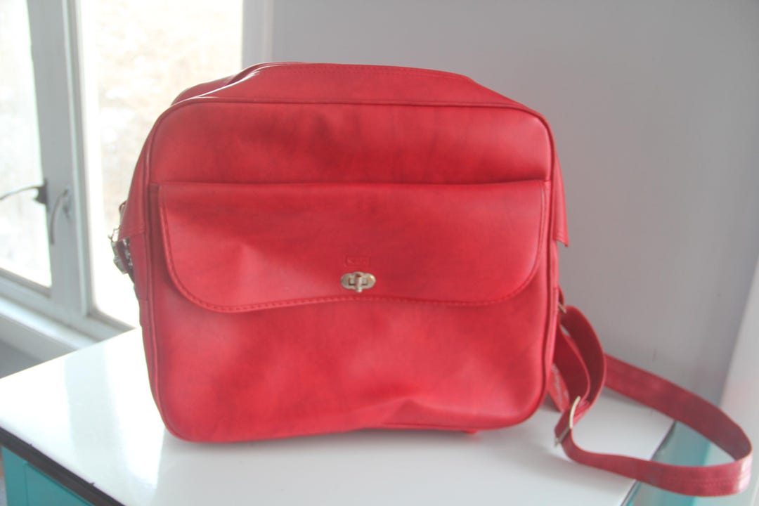 Vintage Sears Red Carry-on Bag, Faux Leather Overnight Tote - Etsy