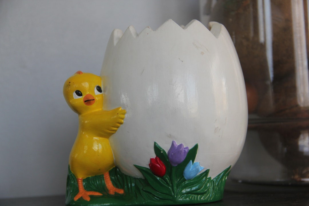 Vintage PEEP Planter, Vintage Ceramic Easter Egg Planter, Vintage Hand ...