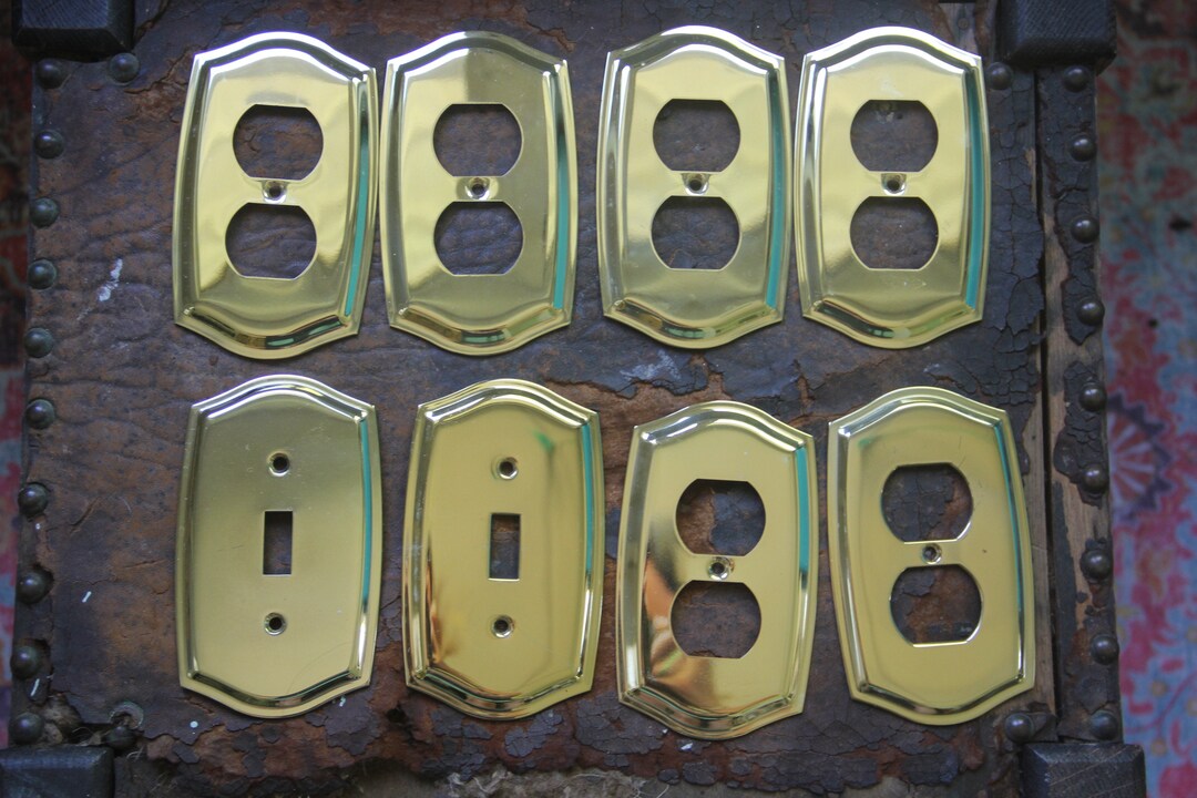 CHOICE! 1970s Solid Brass Cover, Vintage Brass Outlet Cover, Brass Light Switch, Vintage ...