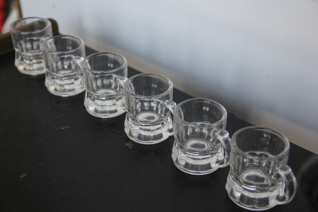 Set of 6 Clear Glass Mug Shot Glasses, Mini Mug Shot Glasses, Barware ...