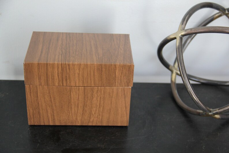 Vintage Metal Fake Wood Faux Bois Recipe Box 4 by 6 Cards | Etsy