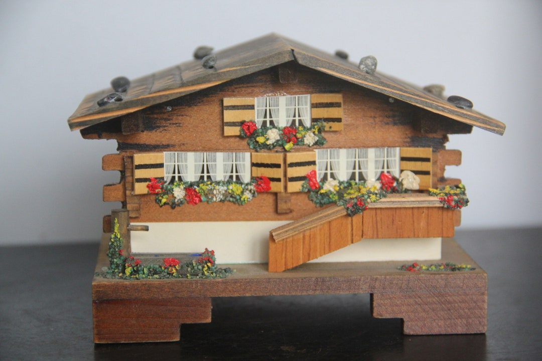 Vintage Chalet Box Made in Switzerland, Vintage Swiss Chalet Box, 1960s ...