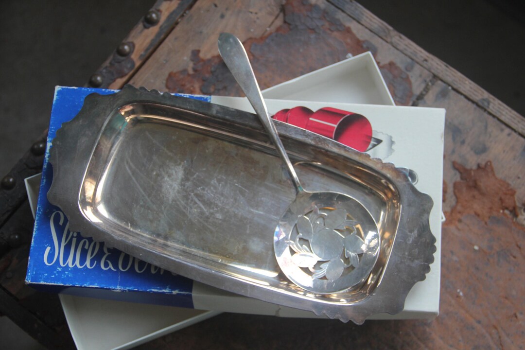 Vintage Wm Rodgers Silverplate Cranberry Set With Spoon, Original Box ...