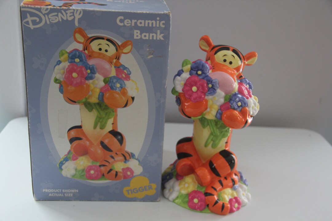 Retro Disney Springtime TIGGER Ceramic Bank, Disney Tigger Figurine in ...