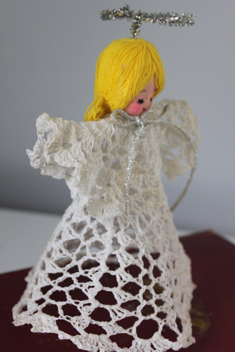 Vintage Crochet Angel Blonde Hair Lace Hand Made Angel Tree - Etsy