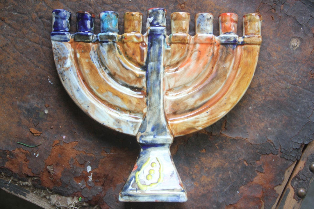 Hand Painted Menorah, REVERSIBLE, Vintage Ceramic Chanukkia, Vintage ...