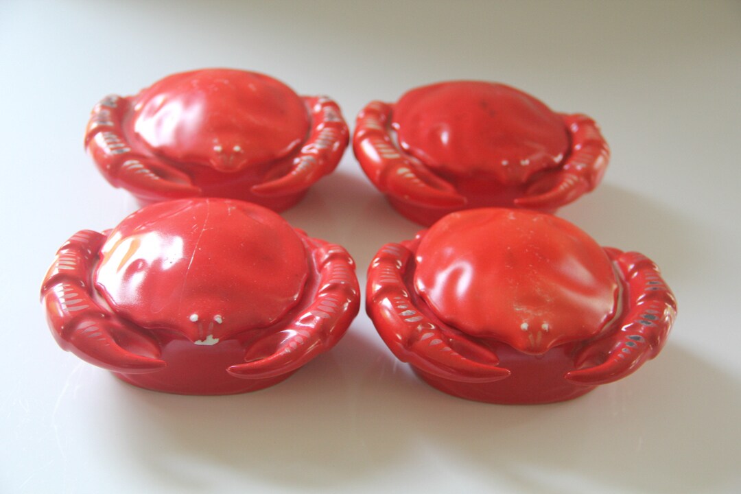 4 Vintage/antique 2 Piece Ceramic Crab Shell Serving Dishes, Deviled ...