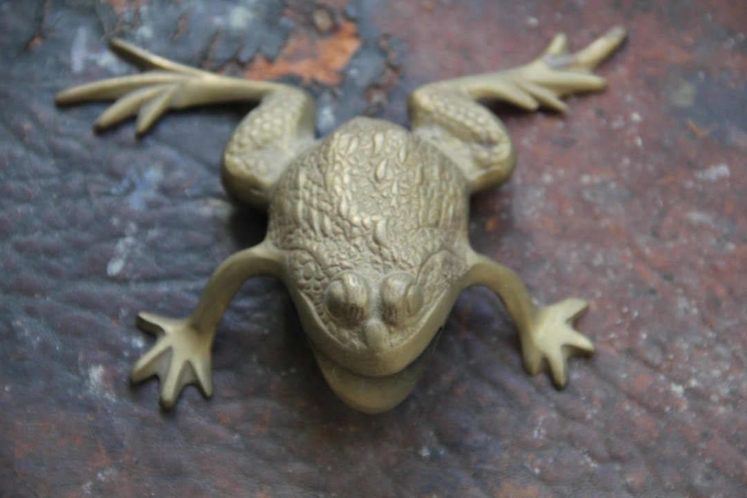 Brass Frog With Open Mouth, Vintage Brass Frog Figurine,vintage Frog ...