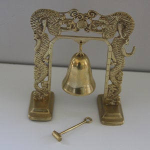 Vintage Asian Brass Dragon Bell With Striker, Etched Decor - Etsy