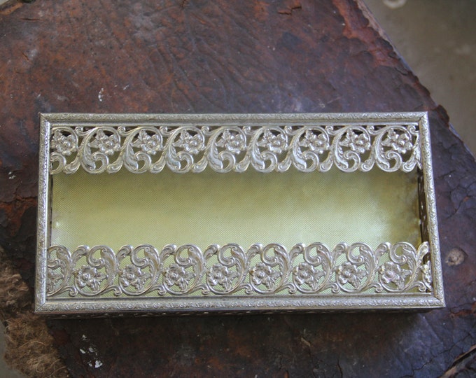 Glamorous 1960s Vintage Tissue Box Cover Ornate Gold Metal, Gold ...