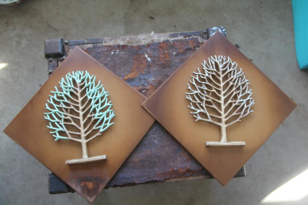 PAIR of Tree Plaques, MCM Syroco Wood Wall Plaque,10 by 10, Vintage ...