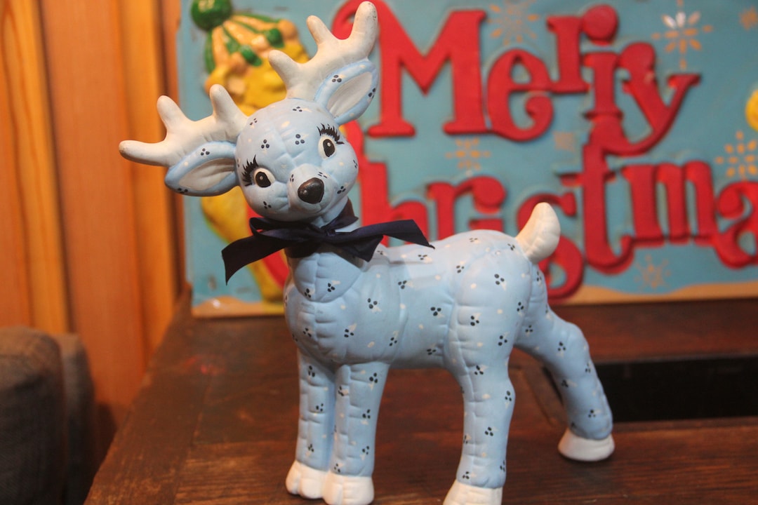 Vintage Kimple Christmas Reindeer - Blue Ceramic Kimple Softy Deer - 11 ...