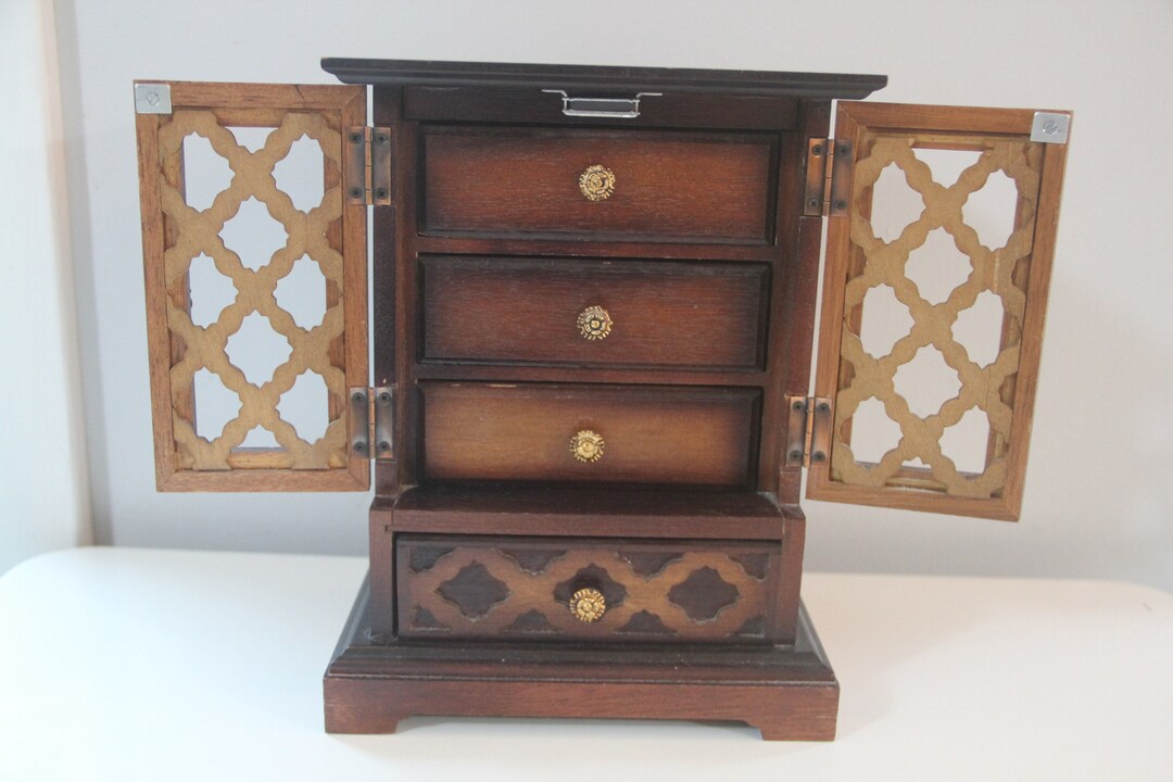 Two Tone OMBRE Solid Wood Vintage Jewelry Box, Vintage Jewelry Chest ...