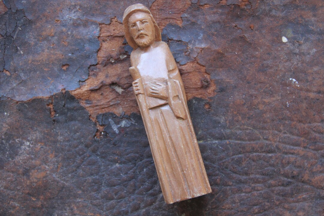 Vintage Carved Wood St Jude Statue, Vintage Carved Wood Statue, Vintage ...