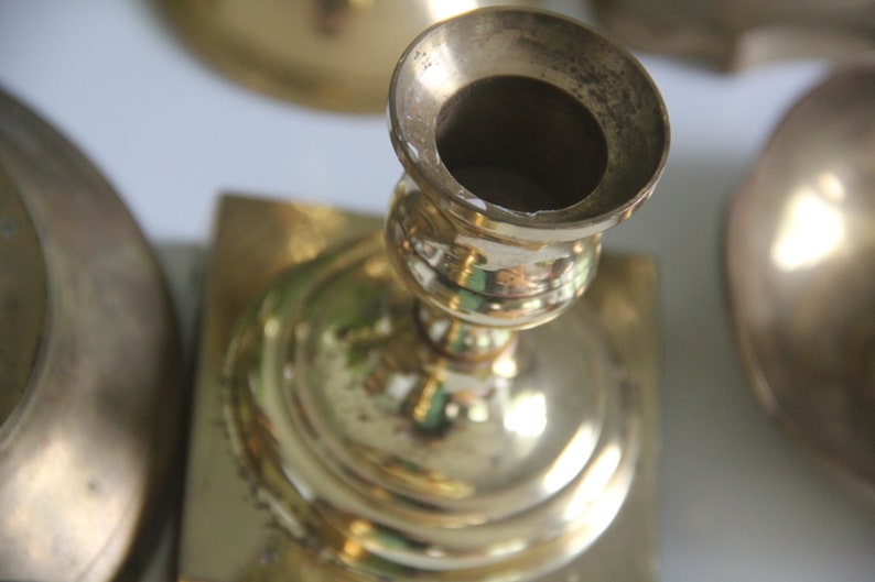Vintage Brass Candlestick Collection, Set of 9 Mixed Candle Holders - Etsy