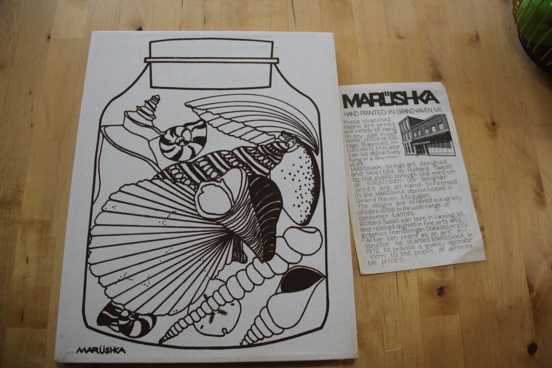 Vintage 1970s - Marushka - Shell - Screen Print on Canvas W/orig Info ...