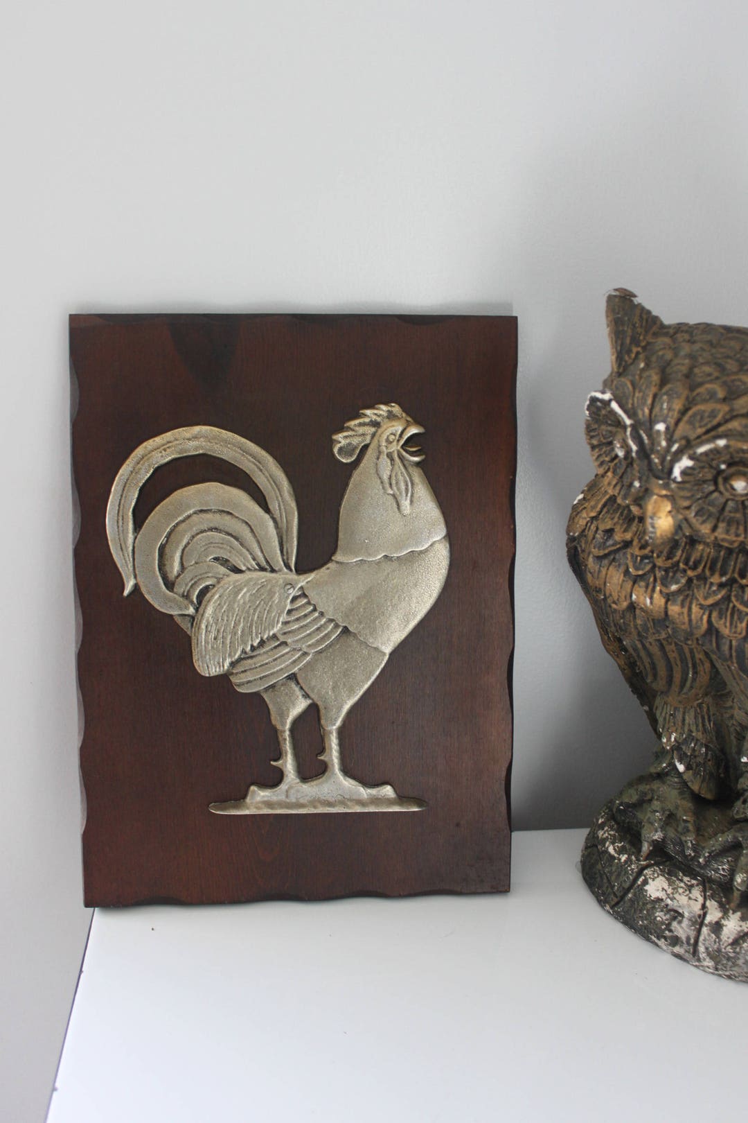 LARGE Vintage Chicken Wall Plaque Pewter Rooster Wall Art - Etsy