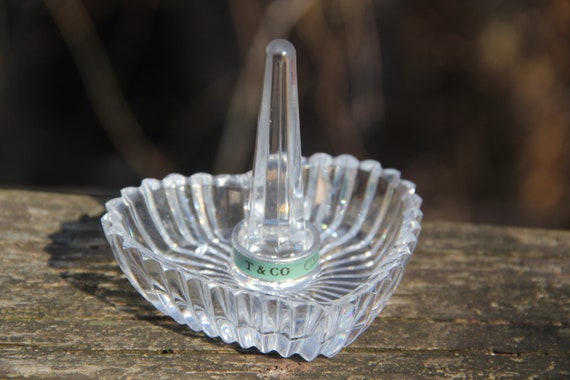 Vintage Gorgeous Cut glass crystal ring dish, heart s… - Gem