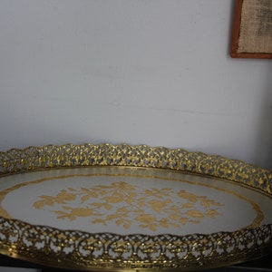 Extra Large Vintage Vanity Tray, Gold Filigree Oval Vanity Tray ...