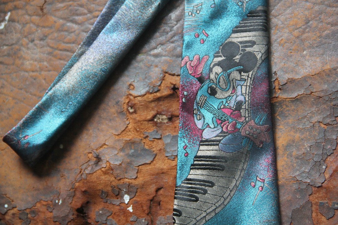 Sweet 1980s Vintage Mickey Mouse Tie, Rocking Mickey Mouse on Keyboard ...