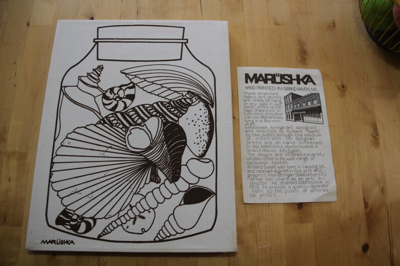 Vintage 1970s Marushka Shell Screen Print on Canvas - Etsy