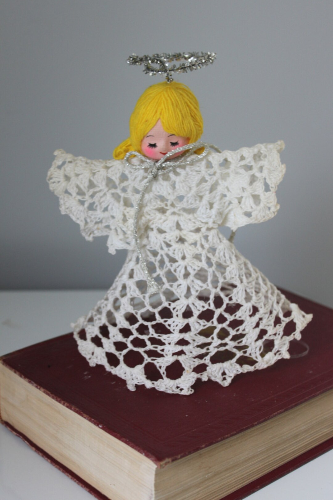 Vintage Crochet Angel Blonde Hair Lace Hand Made Angel Tree - Etsy