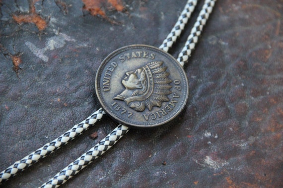 Neat vintage Bolo With Bronze 1877 Indian Head Penny … - Gem