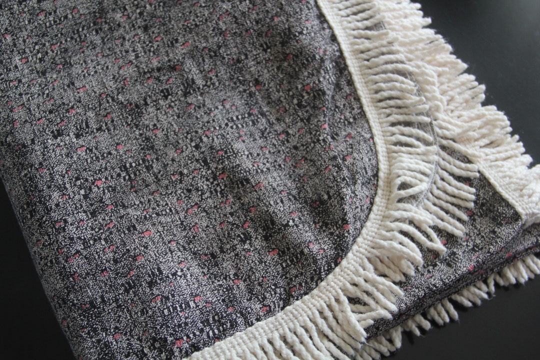 Vintage Mid-century Modern Barkcloth Tablecloth, Black Pink White ...