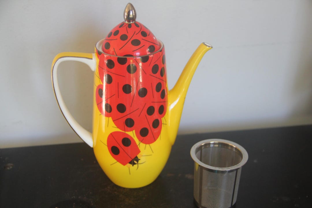 Colorful Vintage Charley Harper Colorful Ladybug Teapot With Strainer ...