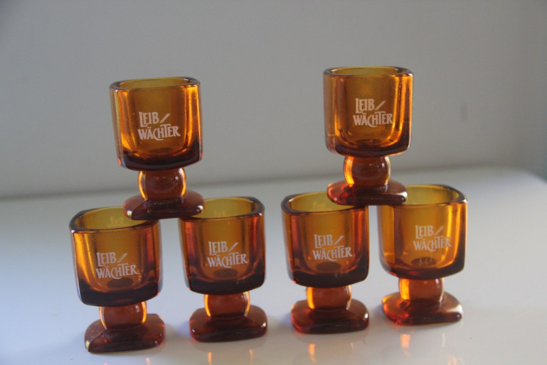 Vintage Amber Glass Leib Wachter Pedestal Shot Glasses, Set of 6 - Etsy