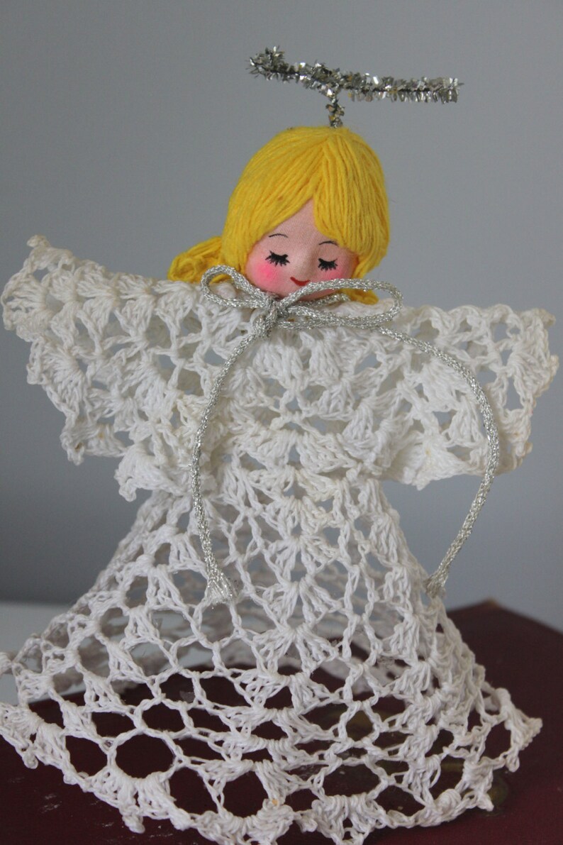 Vintage Crochet Angel Blonde Hair Lace Hand Made Angel Tree - Etsy