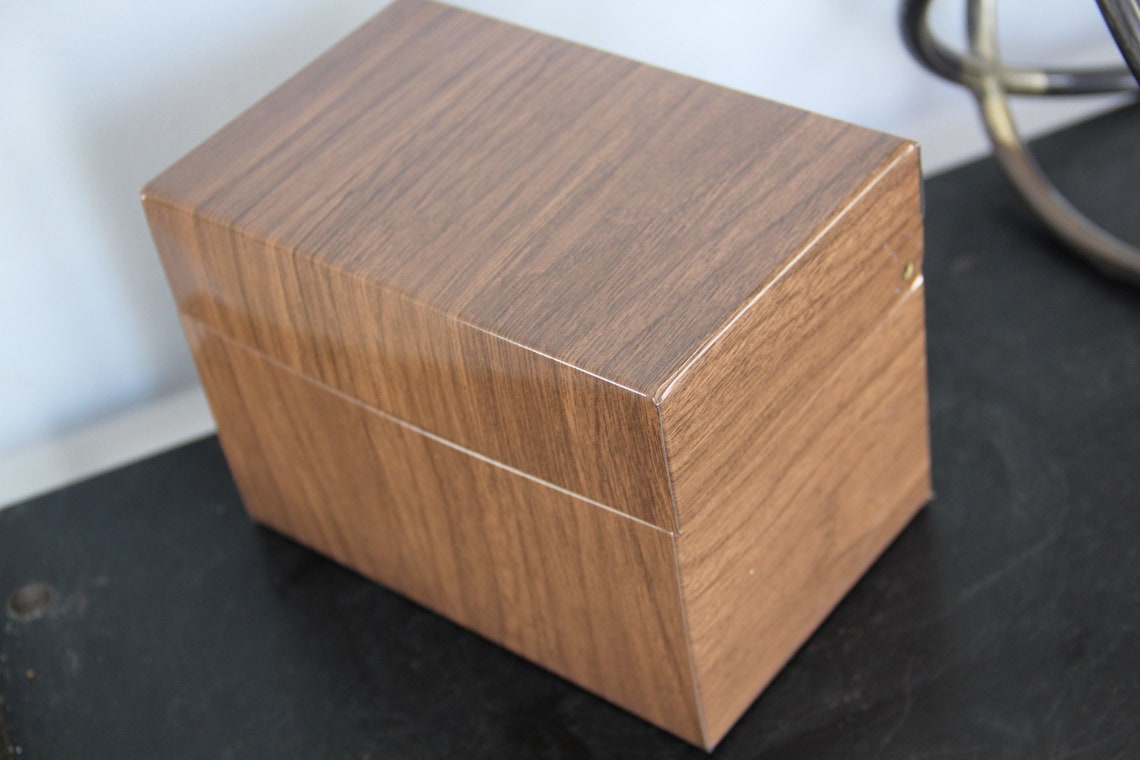 Vintage Metal Fake Wood Faux Bois Recipe Box 4 by 6 Cards | Etsy