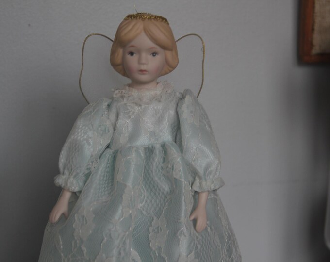 Vintage 10 Large Tree Topper, Blue Angel Porcelain Head Angel Tree ...