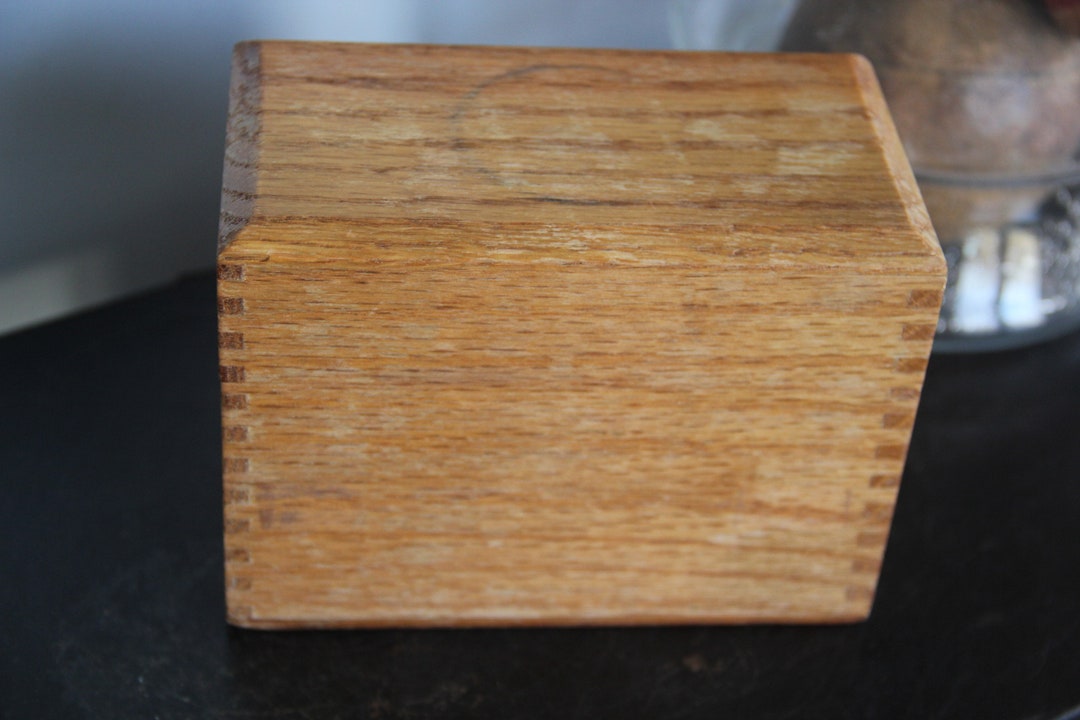 Vintage Oak Wood Recipe Box, Metal Hardware, Box Joint - Etsy