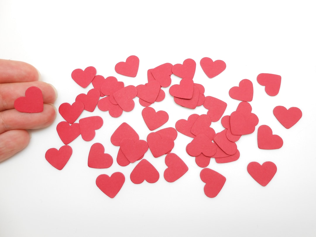 50 Thick Red Paper Hearts, Scrapbooking Hearts, Paper Cutting, Card ...