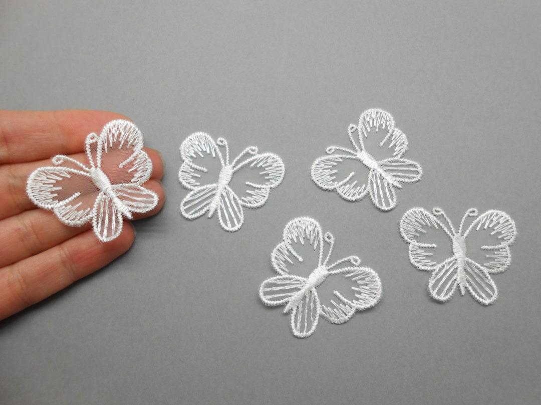 5 Embroidered Tulle Butterflies to Sew, Customization, Wedding, DIY ...