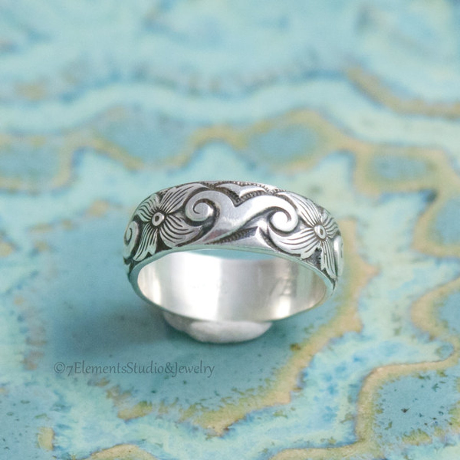 Ocean Wave Silver Ring Sterling Ring for Men and Women Kai | Etsy
