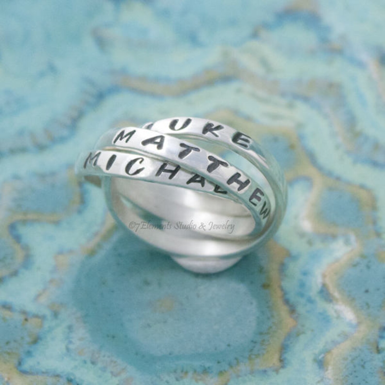 Triple Mother's Ring, Interlocking Name Rings, Personalized Rolling ...