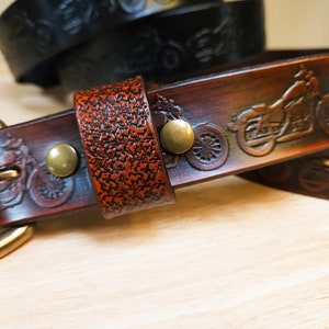 Biker Belt, Leather Belt With Tooled Motorcycles, Gift for Dad, Biker ...