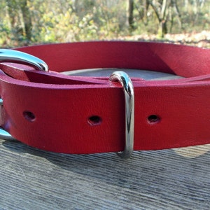Classic Red Leather Dog Collar - Plain Red Collar - Red Dog Collar ...