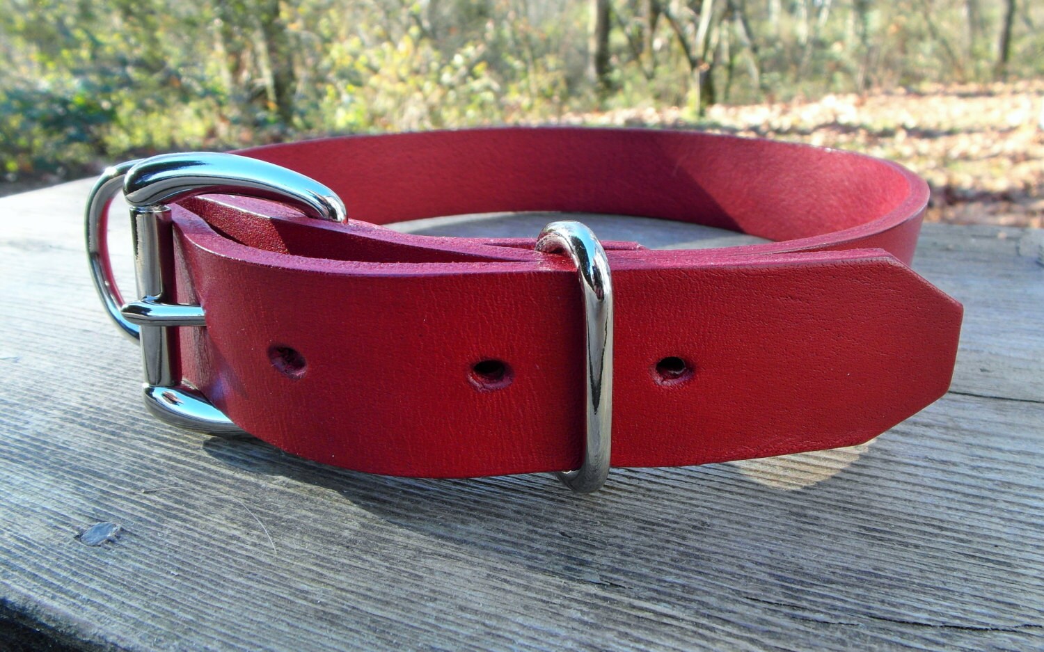 Classic Red Leather Dog Collar Plain Red Collar Red Dog | Etsy